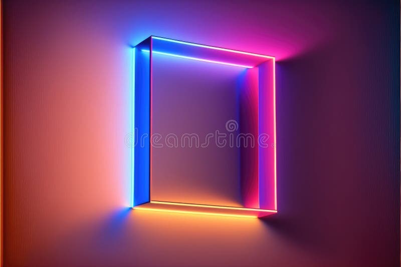 Abstract Neon Overlap Square Frame with Shining Effects Designed. Stock ...