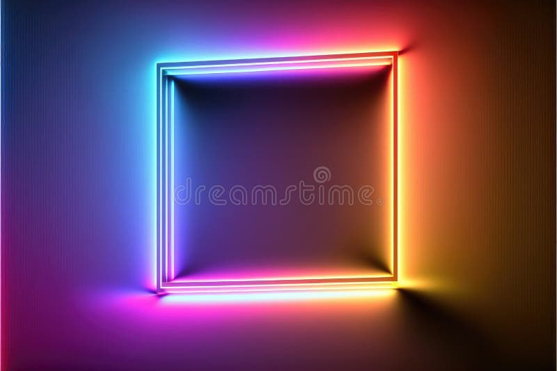 Abstract Neon Overlap Square Frame with Shining Effects Designed. Stock ...