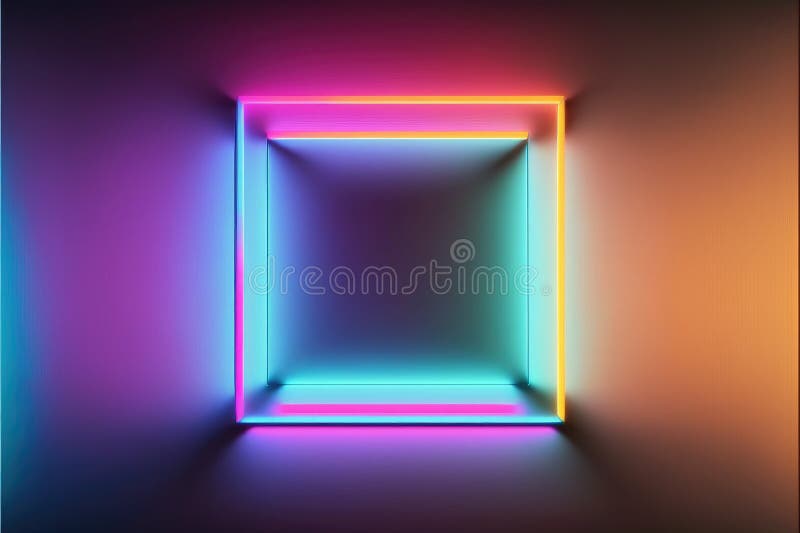 Abstract Neon Overlap Square Frame with Shining Effects Designed. Stock ...
