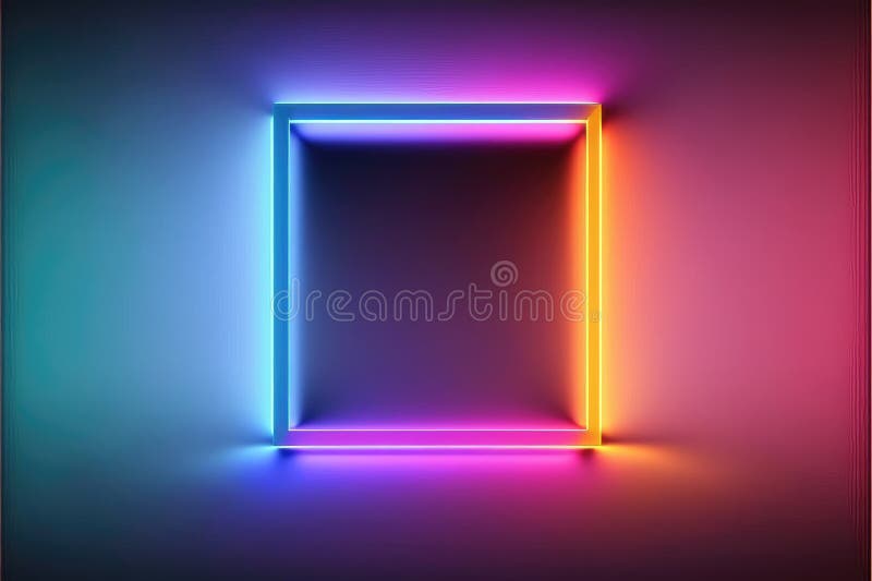 Abstract Neon Overlap Square Frame with Shining Effects Designed. Stock ...