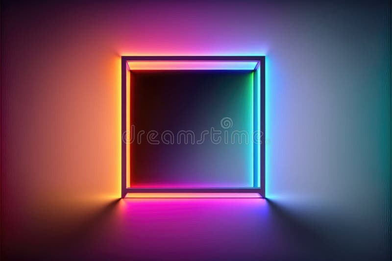Abstract Neon Overlap Square Frame with Shining Effects Designed. Stock ...