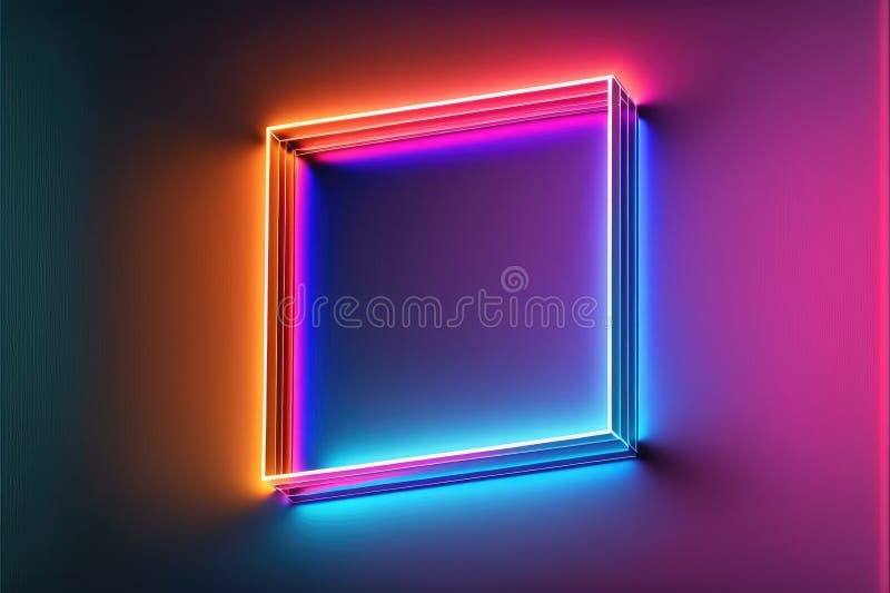 Abstract Neon Overlap Square Frame with Shining Effects Designed. Stock ...