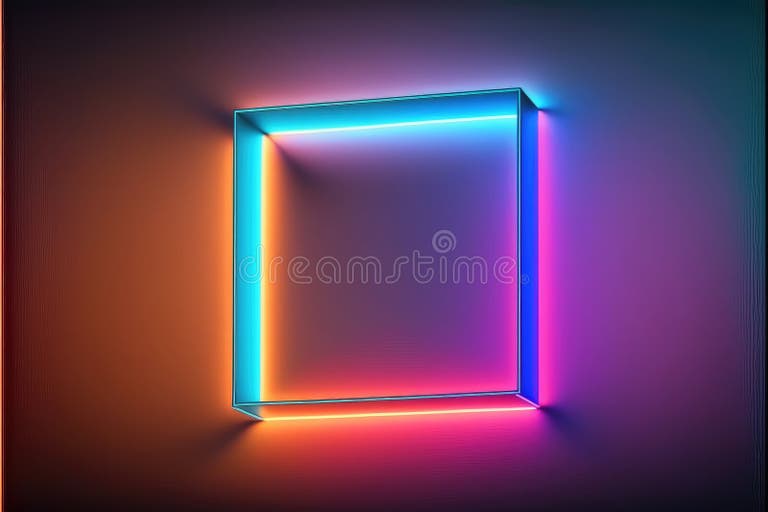 Abstract Neon Overlap Square Frame with Shining Effects Designed. Stock ...