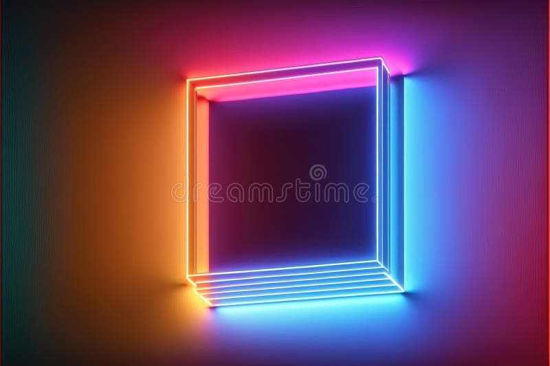 Abstract Neon Overlap Square Frame with Shining Effects Designed. Stock ...