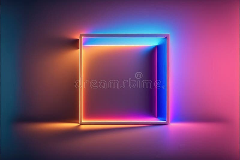 Abstract Neon Overlap Square Frame with Shining Effects Designed. Stock ...