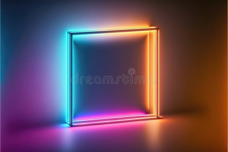 Abstract Neon Overlap Square Frame with Shining Effects Designed. Stock ...