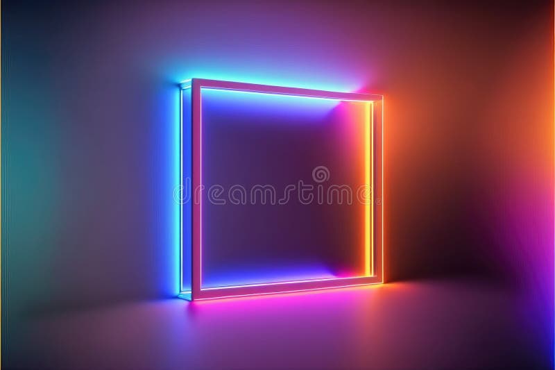 Abstract Neon Overlap Square Frame with Shining Effects Designed. Stock ...