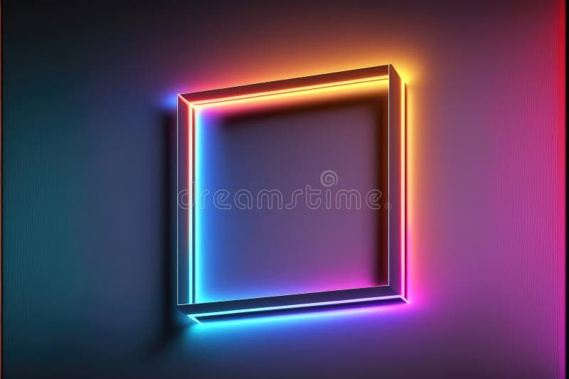 Abstract Neon Overlap Square Frame with Shining Effects Designed. Stock ...