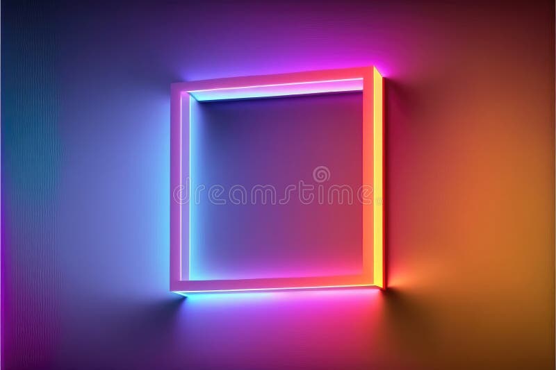 Abstract Neon Overlap Square Frame with Shining Effects Designed. Stock ...