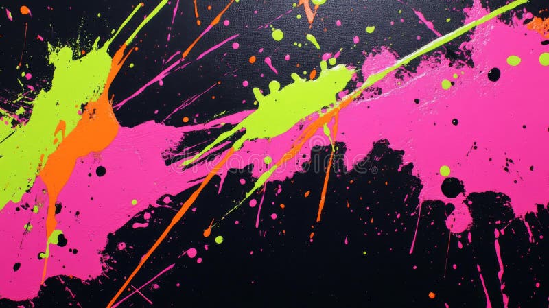 Abstract Neon Paint Splatter Canvas Artwork Stock Illustration ...
