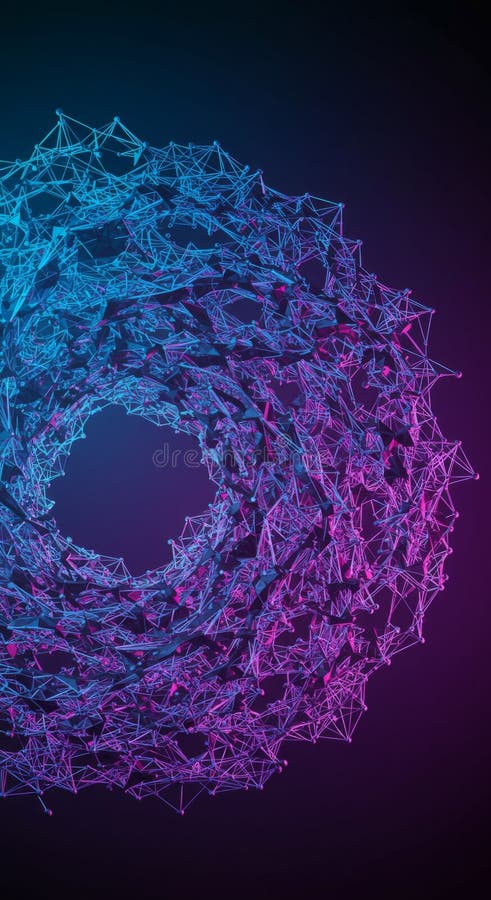 Abstract Neon Particle Circle Design Stock Illustration - Illustration ...