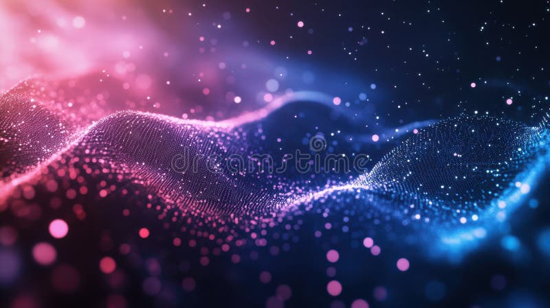 Abstract Neon Particle Wave Background with Pink and Blue Glow for ...