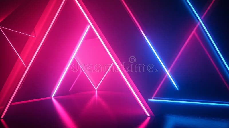 Abstract Neon Pink and Blue Triangle Light Design Stock Illustration ...