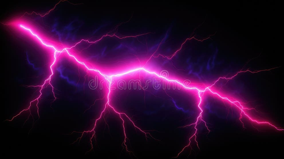 Abstract Neon Pink Lightning Bolts on Dark Backdrop Stock Illustration ...