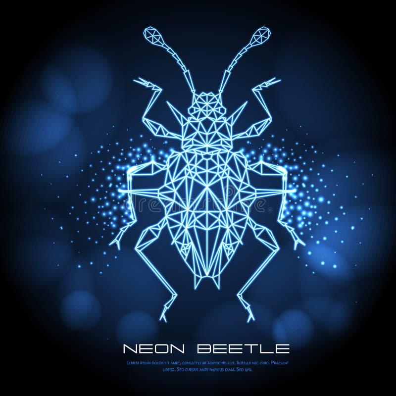 Abstract Neon Polygonal Triangle Endomychidae Beetle. Bug Neon Sign ...