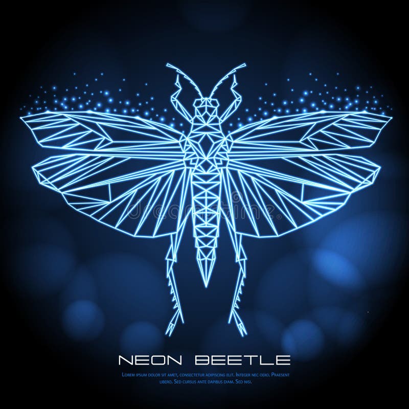Abstract Neon Polygonal Triangle Grasshopper. Bug Neon Sign ...