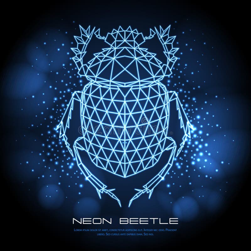 Abstract Neon Polygonal Triangle Scarsb Beetle. Bug Neon Sign ...