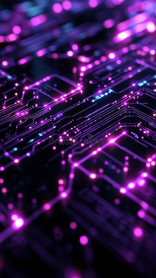 Abstract Neon Purple Circuit Board Close-up, Digital Technology and ...