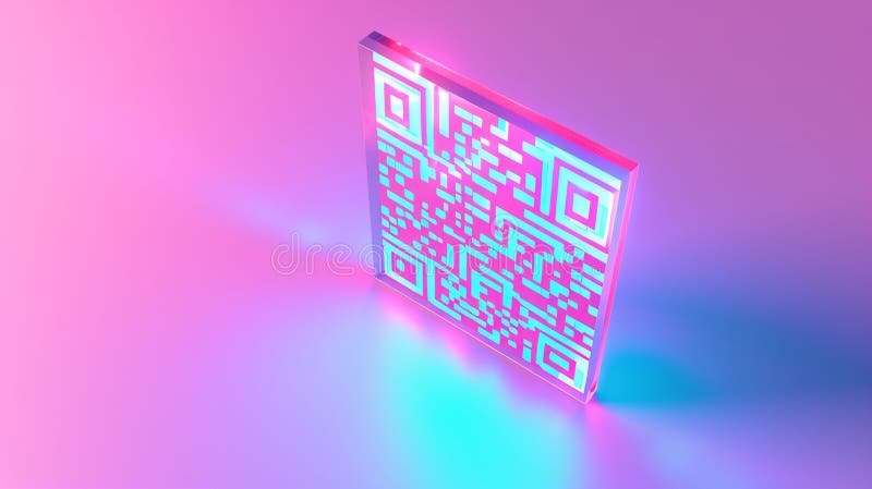 Abstract Neon QR Code in Futuristic Cyberpunk Setting Stock Image ...