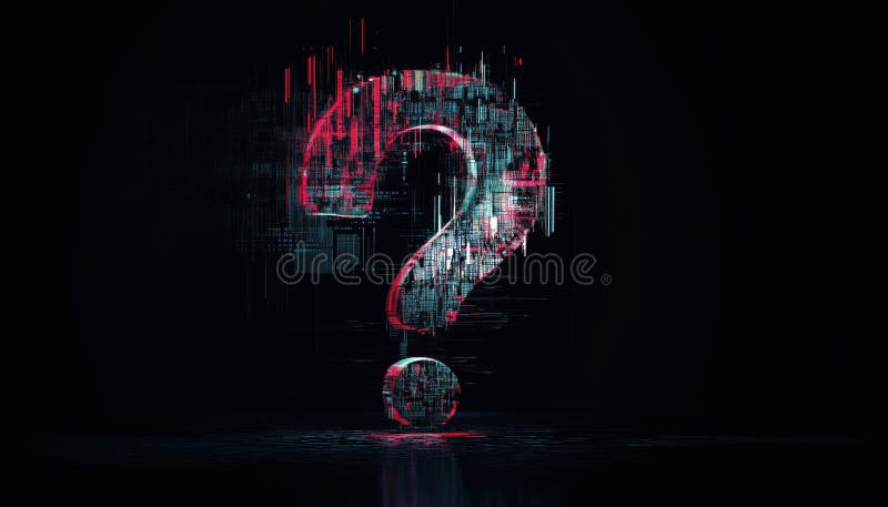Abstract Neon Question Mark with Glitch Effect on Black Background ... Abstract Neon Question Mark with Glitch Effect on Black Background ...
