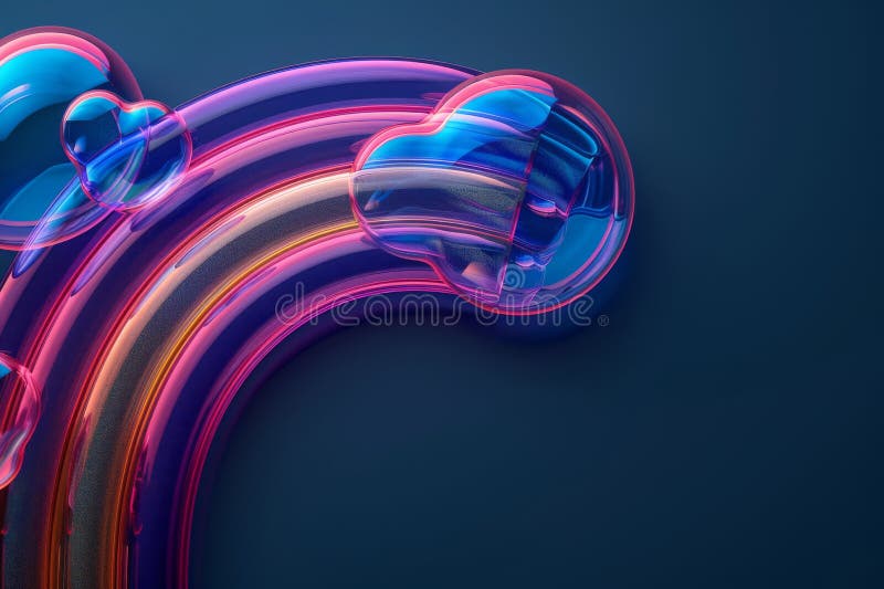 Abstract Neon Rainbow with Flowing Elements on a Dark Background ...