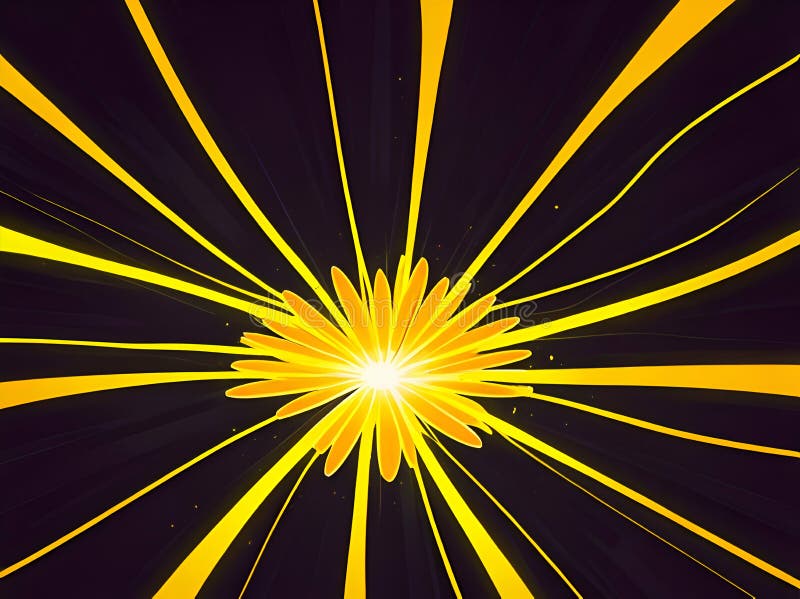 Abstract Neon Ray of Light Illuminates Yellow Flower Petals Stock ...