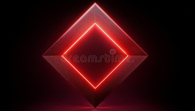 Abstract Neon Red Rhombus Shape, Glowing Frame. Holographic Gradient ...