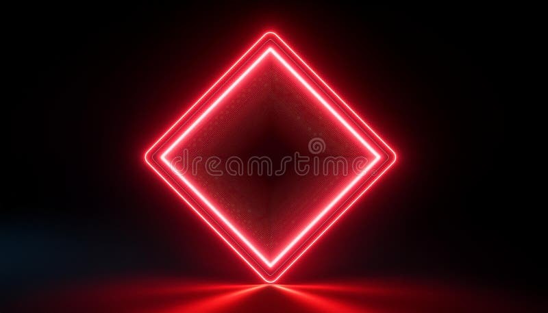 Abstract Neon Red Rhombus Shape, Glowing Frame. Holographic Gradient ...