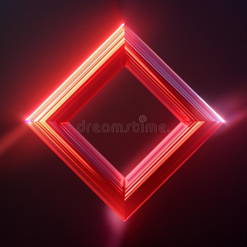 Abstract Neon Red Rhombus Shape, Glowing Frame. Holographic Gradient ...