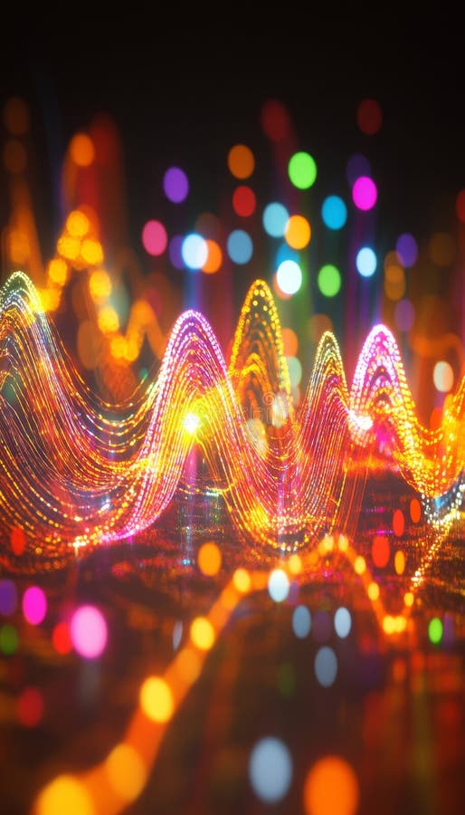 Abstract Neon Ribbon Waves, Dynamic Motion and Energy Flow, Vibrant ...