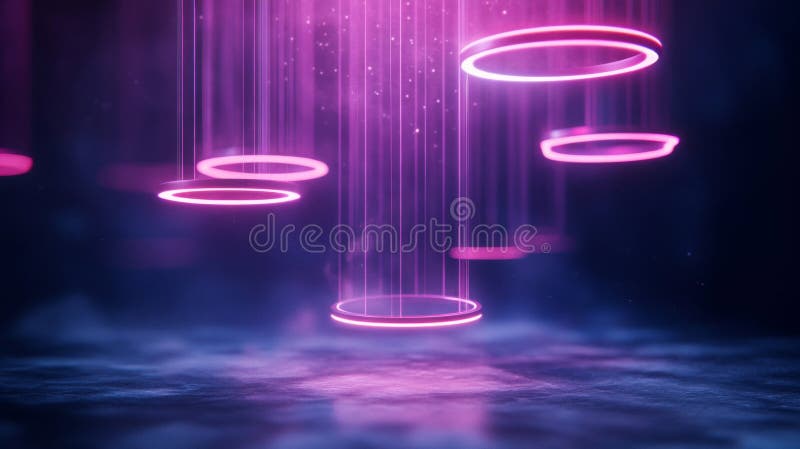 Abstract Neon Rings Background with Purple and Pink Glow Stock ...