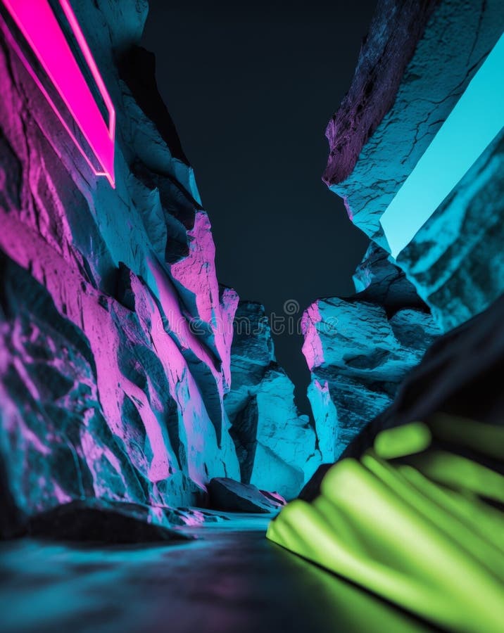 Abstract Neon Rock Wall Background Texture Stock Image - Image of ...