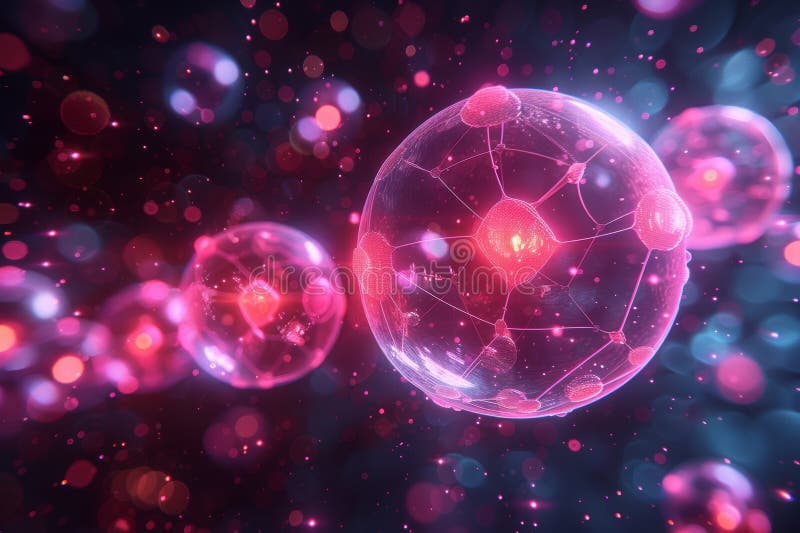 Abstract Neon Science Background Featuring Interconnected Cells ...