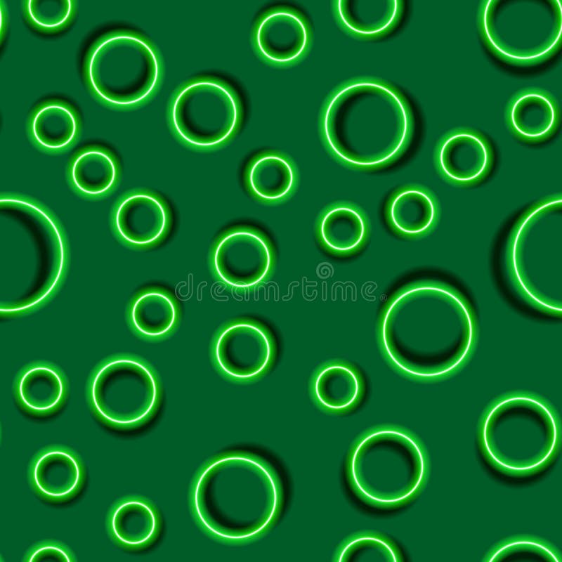 Abstract Neon Seamless Pattern. Green Glowing Circles Background Stock ...