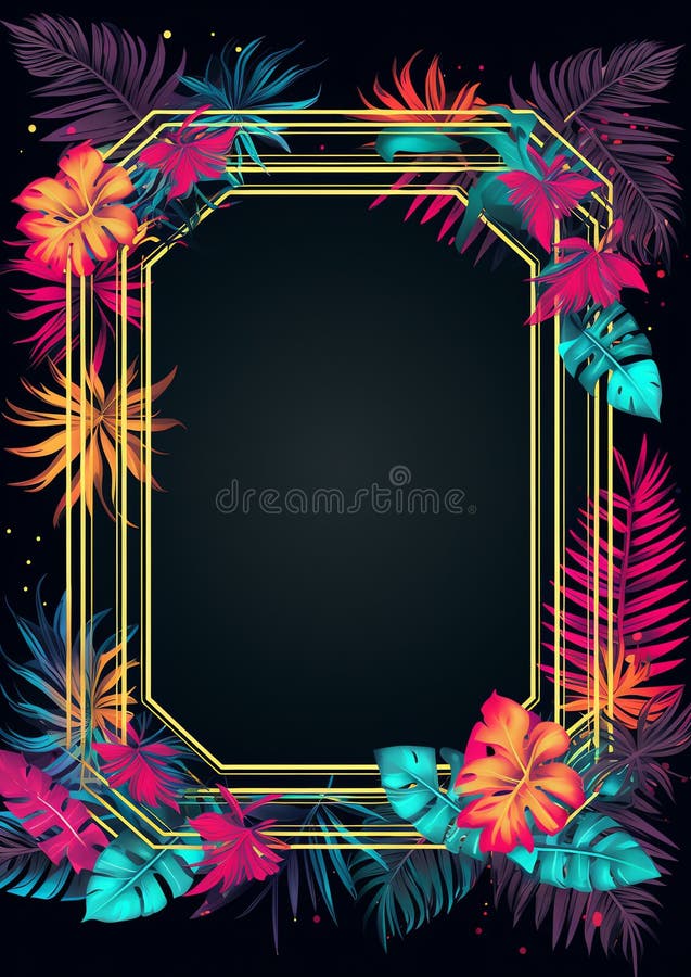 Abstract Neon Shape Frame 80s Retro Nostalgic Stock Illustration ...