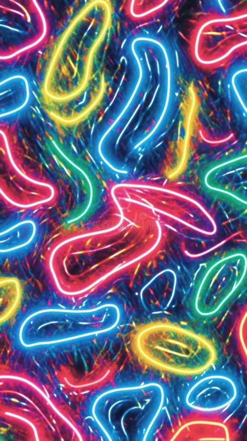Abstract Neon Shapes in Vibrant Colors Create a Dynamic, Playful Visual ...