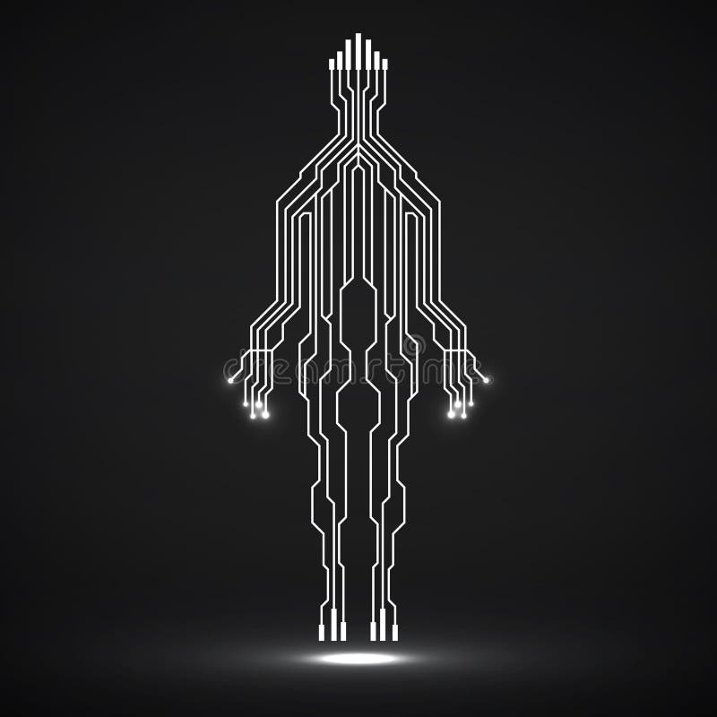 Abstract Neon Silhouette Man Stock Vector - Illustration of board ...