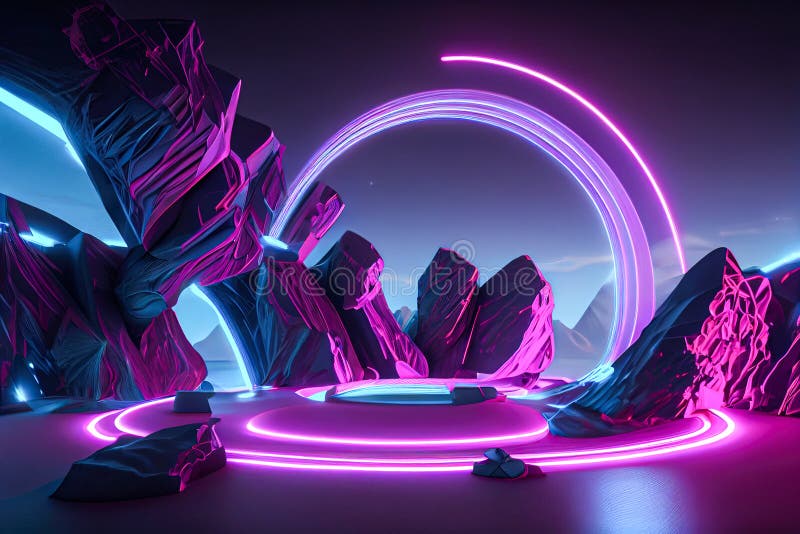 Abstract Neon Space Background. Generative AI Stock Image - Image of ...