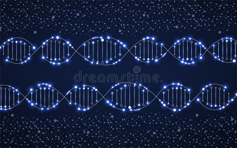 Abstract Neon Spiral of DNA, Glowing Molecular Background and Science ...