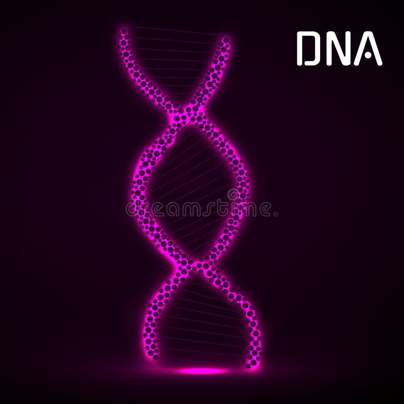 Abstract Neon Spiral of DNA, Glowing Molecular Background and Science ...