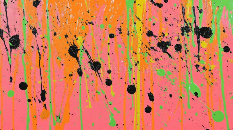 Abstract Neon Splatter Paint Artwork Showing Energetic Drips and ...