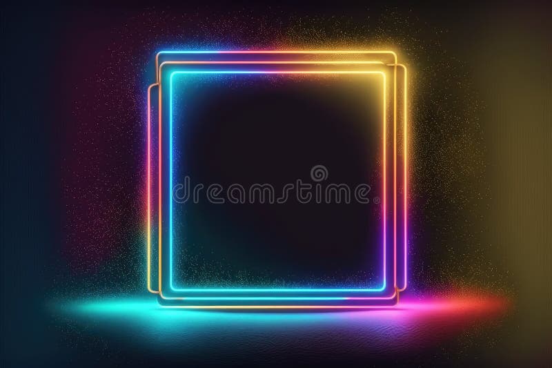 Abstract of Neon Square Shape Isolated on Space Background in Spotlight ...