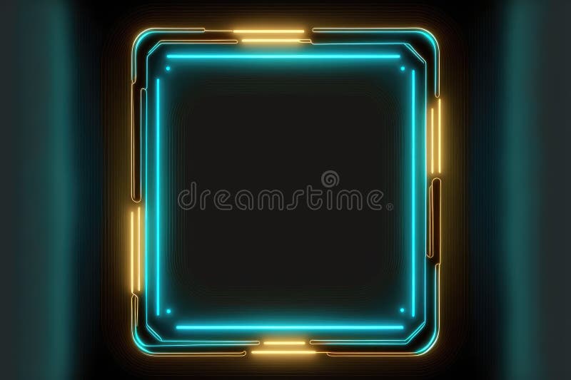 Abstract of Neon Square Shape Isolated on Space Background in Spotlight ...