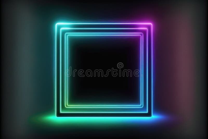 Abstract of Neon Square Shape Isolated on Space Background in Spotlight ...
