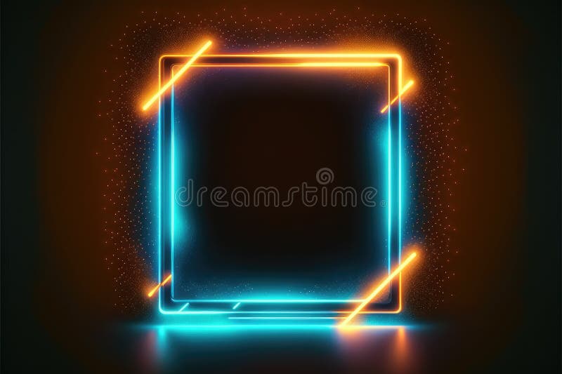 Abstract of Neon Square Shape Isolated on Space Background in Spotlight ...