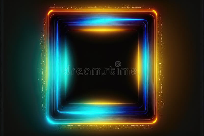 Abstract of Neon Square Shape Isolated on Space Background in Spotlight ...