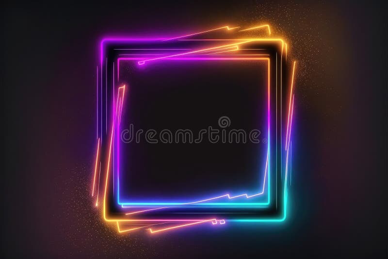 Abstract of Neon Square Shape Isolated on Space Background in Spotlight ...