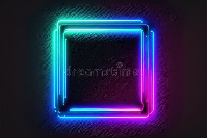 Abstract of Neon Square Shape Isolated on Space Background in Spotlight ...