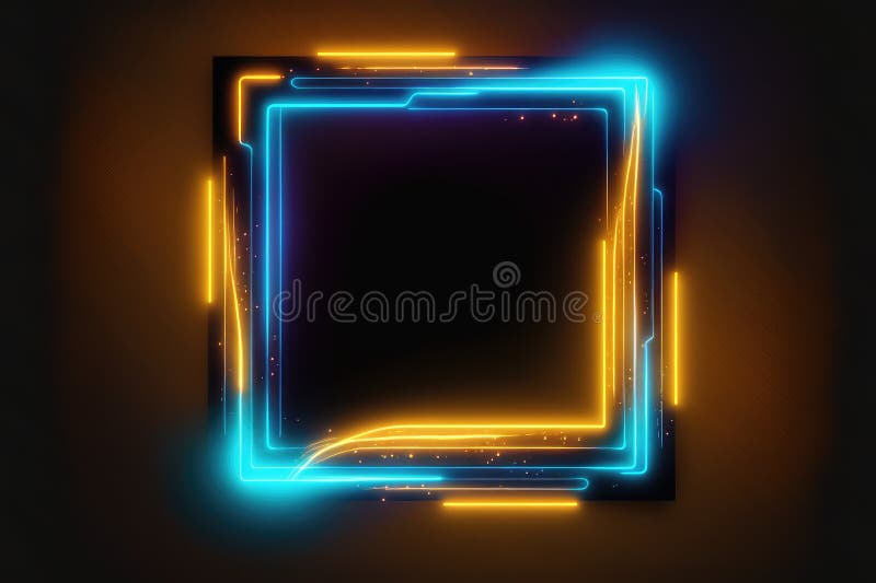 Abstract of Neon Square Shape Isolated on Space Background in Spotlight ...
