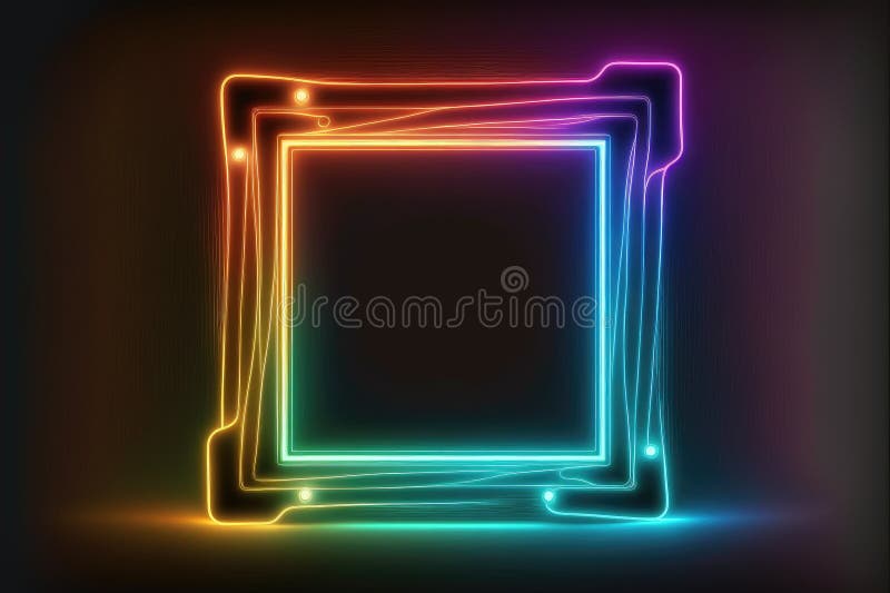 Abstract of Neon Square Shape Isolated on Space Background in Spotlight ...